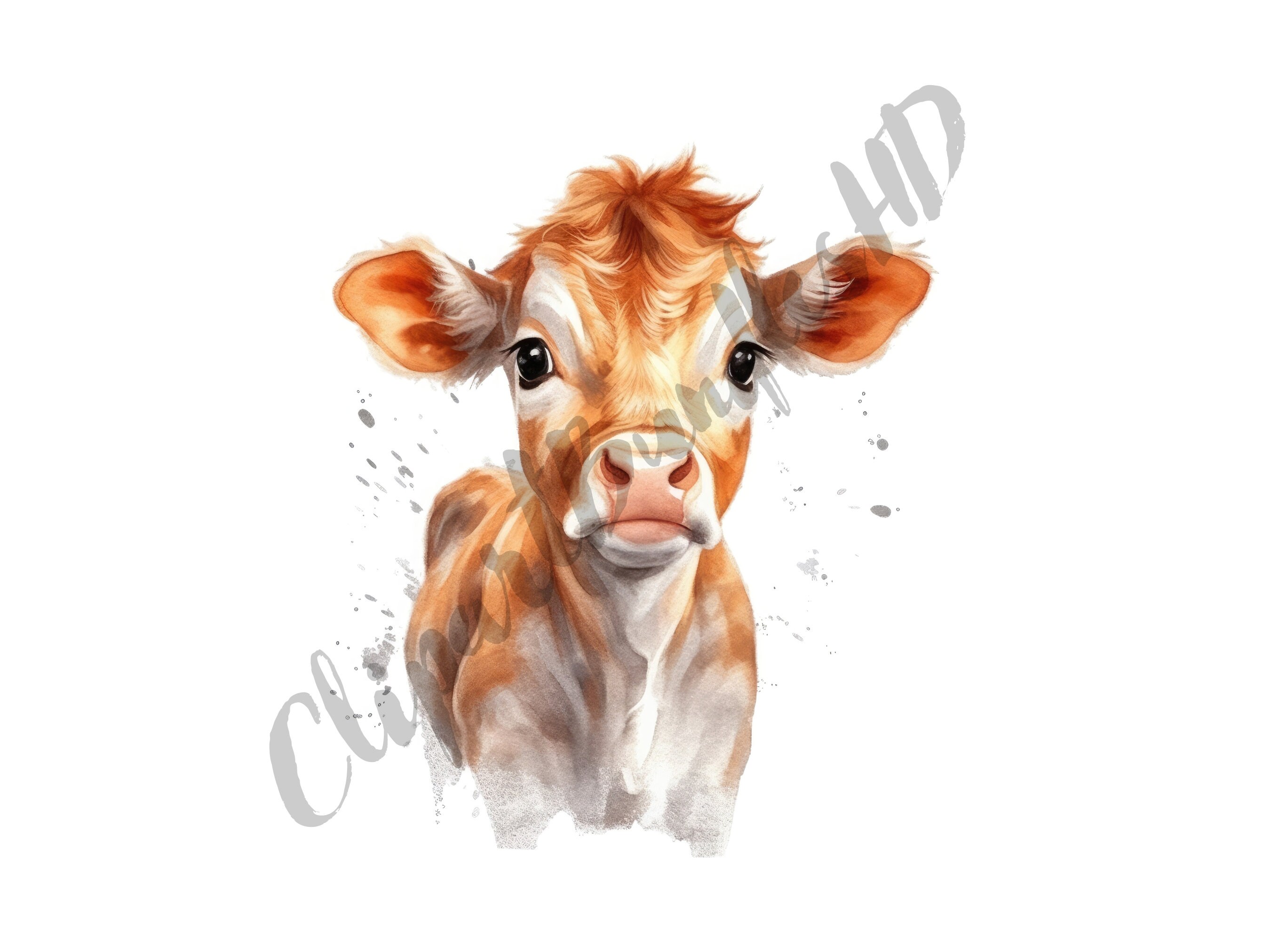 Watercolor Cow Baby Clipart Bundle Adorable Calf Illustrations ...