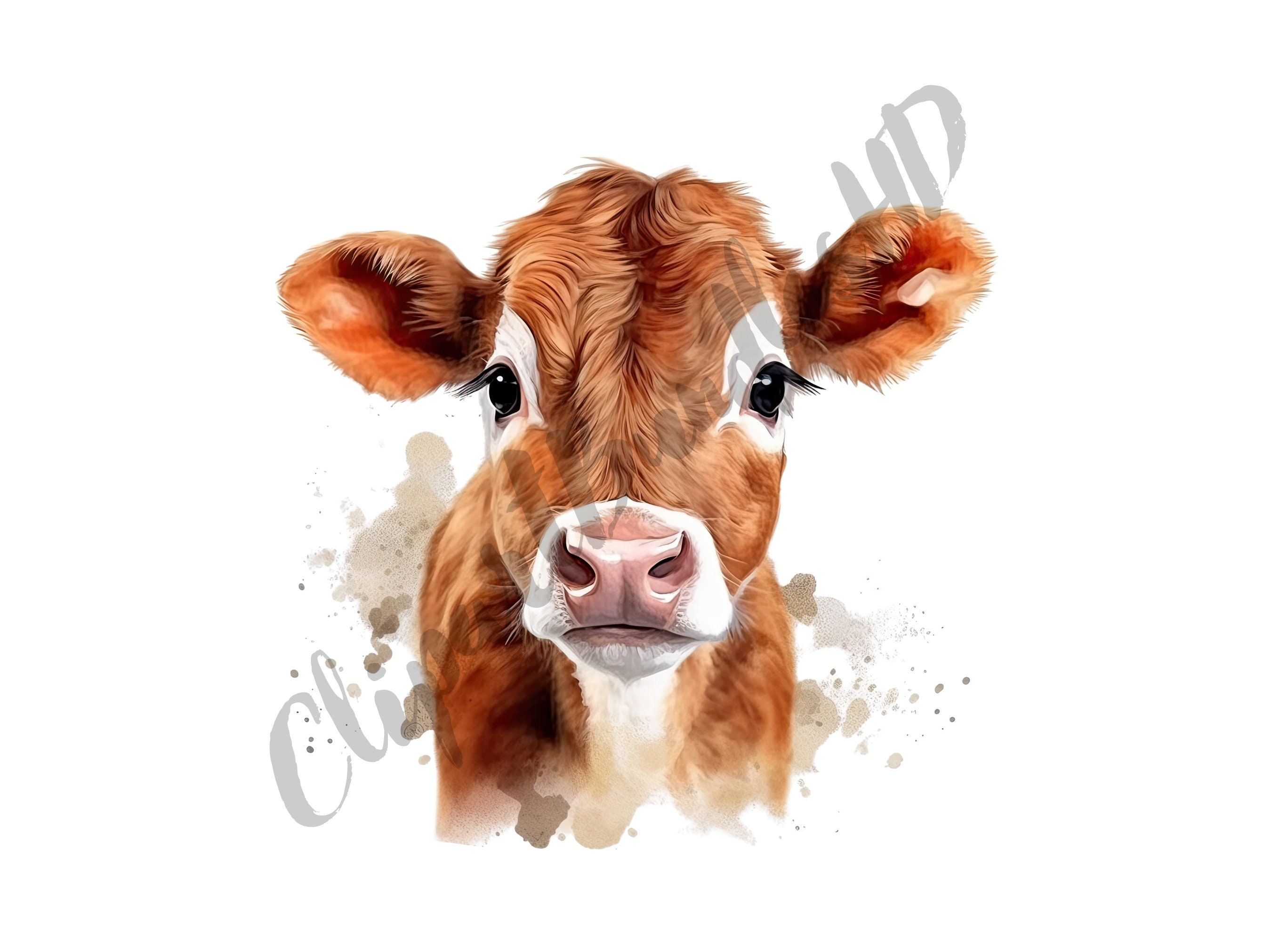 Watercolor Cow Baby Clipart Bundle Adorable Calf Illustrations ...