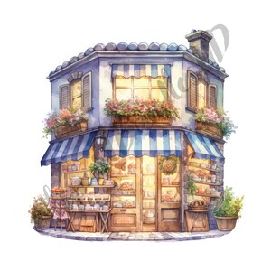 Bakery Shop Watercolor Clipart Bundle Cozy Cafe Scenes Artisan Pastries ...
