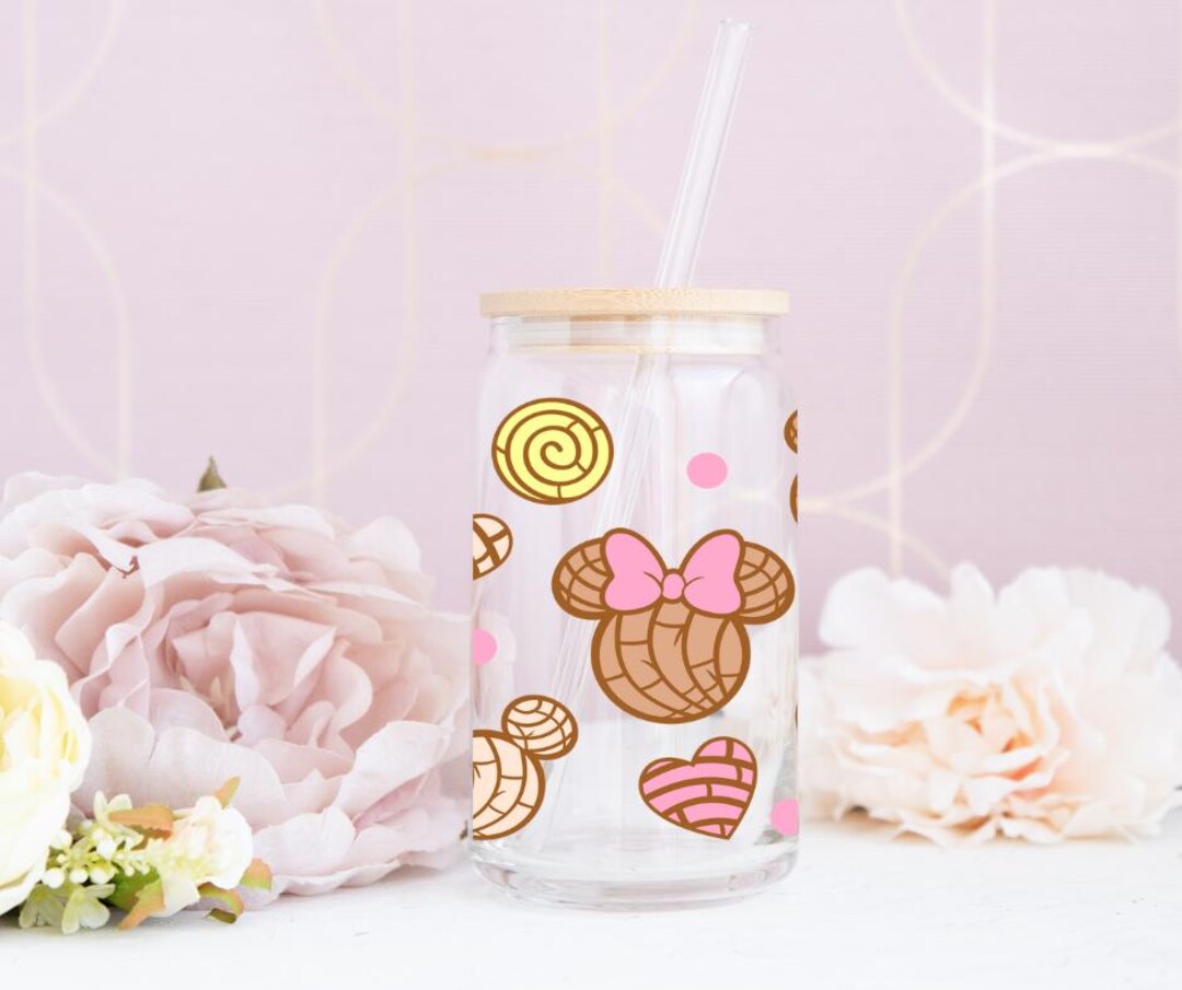 Concha Mini, 12oz Clear Glass Cup, Drinkware, Gift, Foodie Cup, Bamboo ...