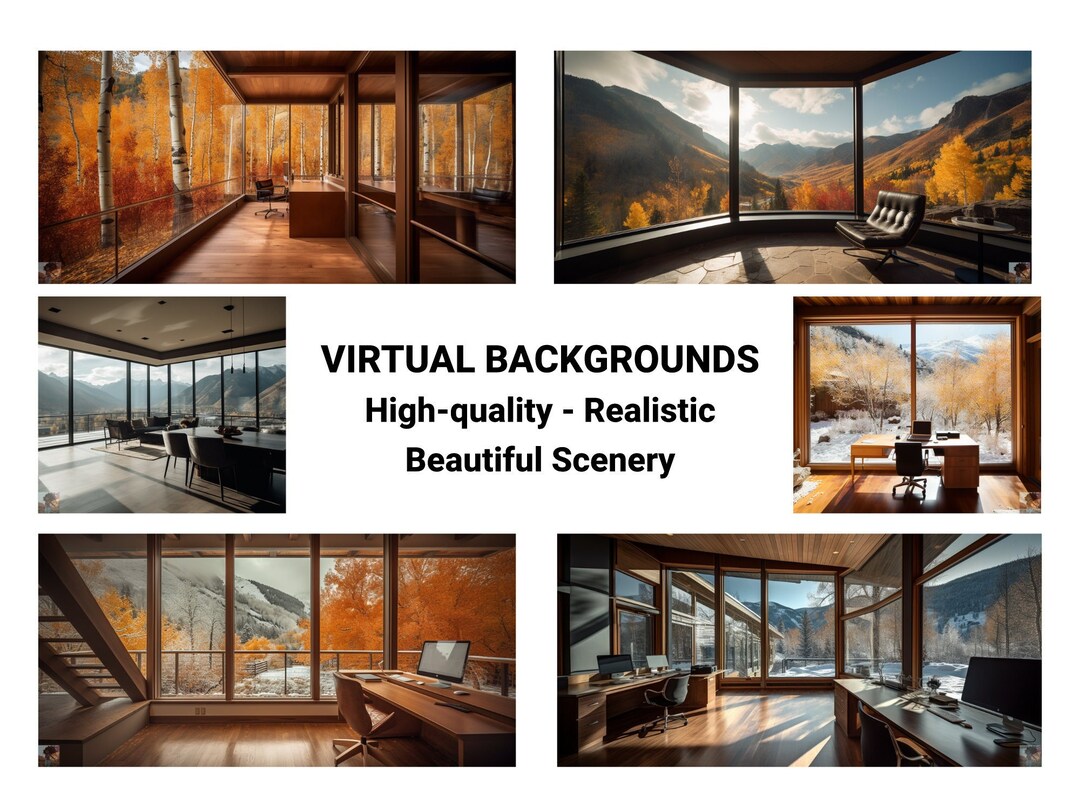 5x Mountain Workspace Oasis : Virtual Background Digital Background ...