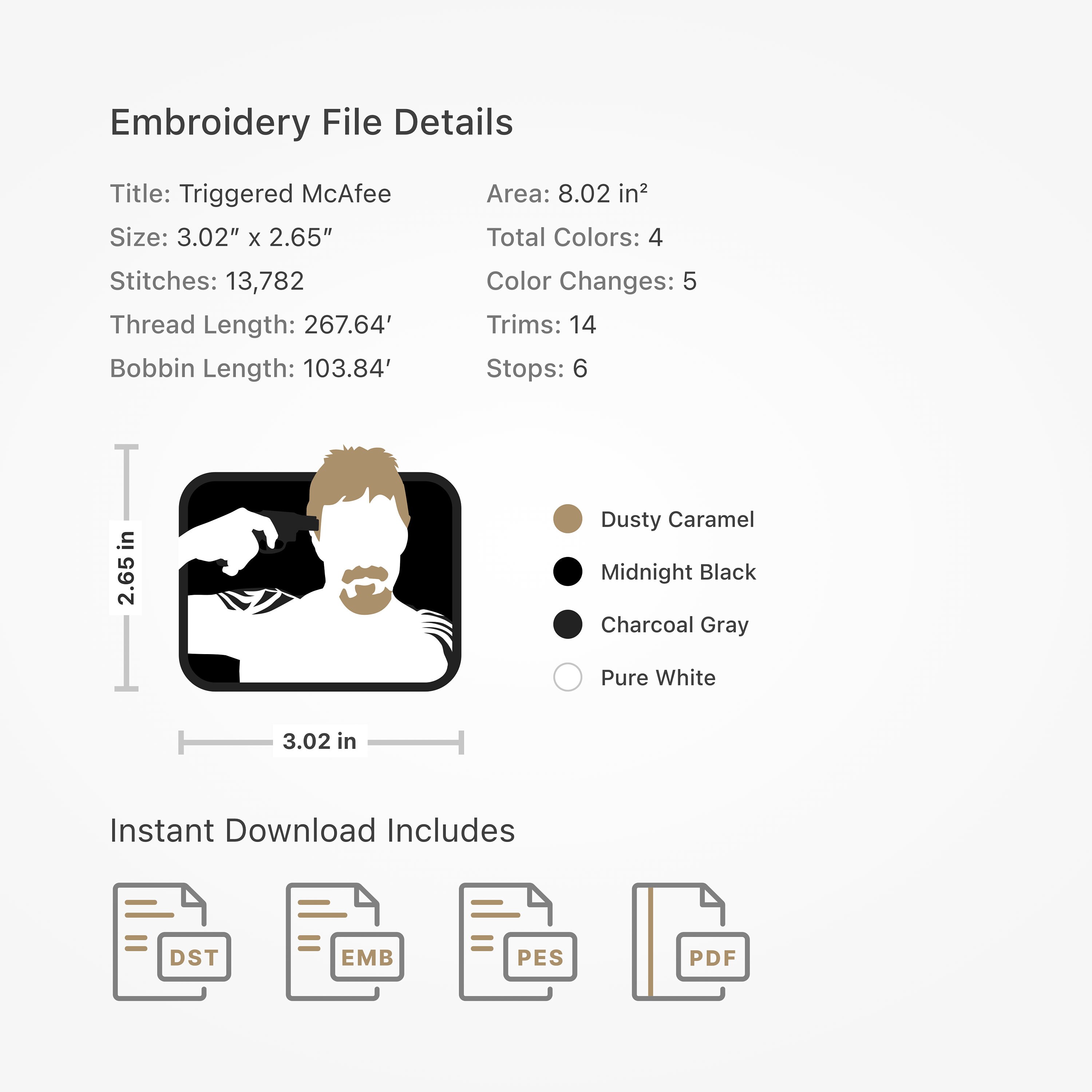 John Mcafee Embroidery Design dst Emb Pes Digital File - Etsy
