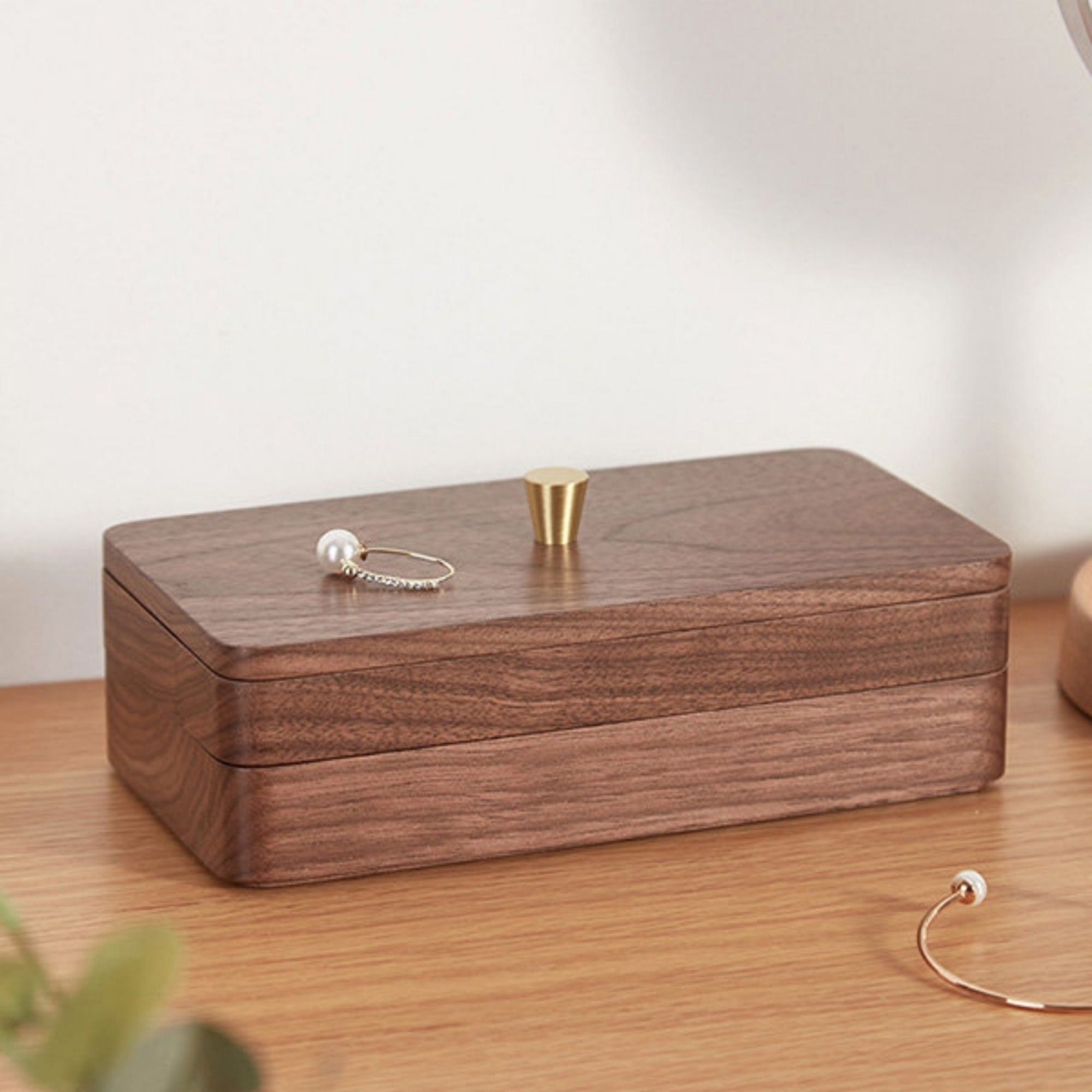 Large Walnut Double Layer Jewelry Box, Elegant Solid Wood Jewelry - Etsy