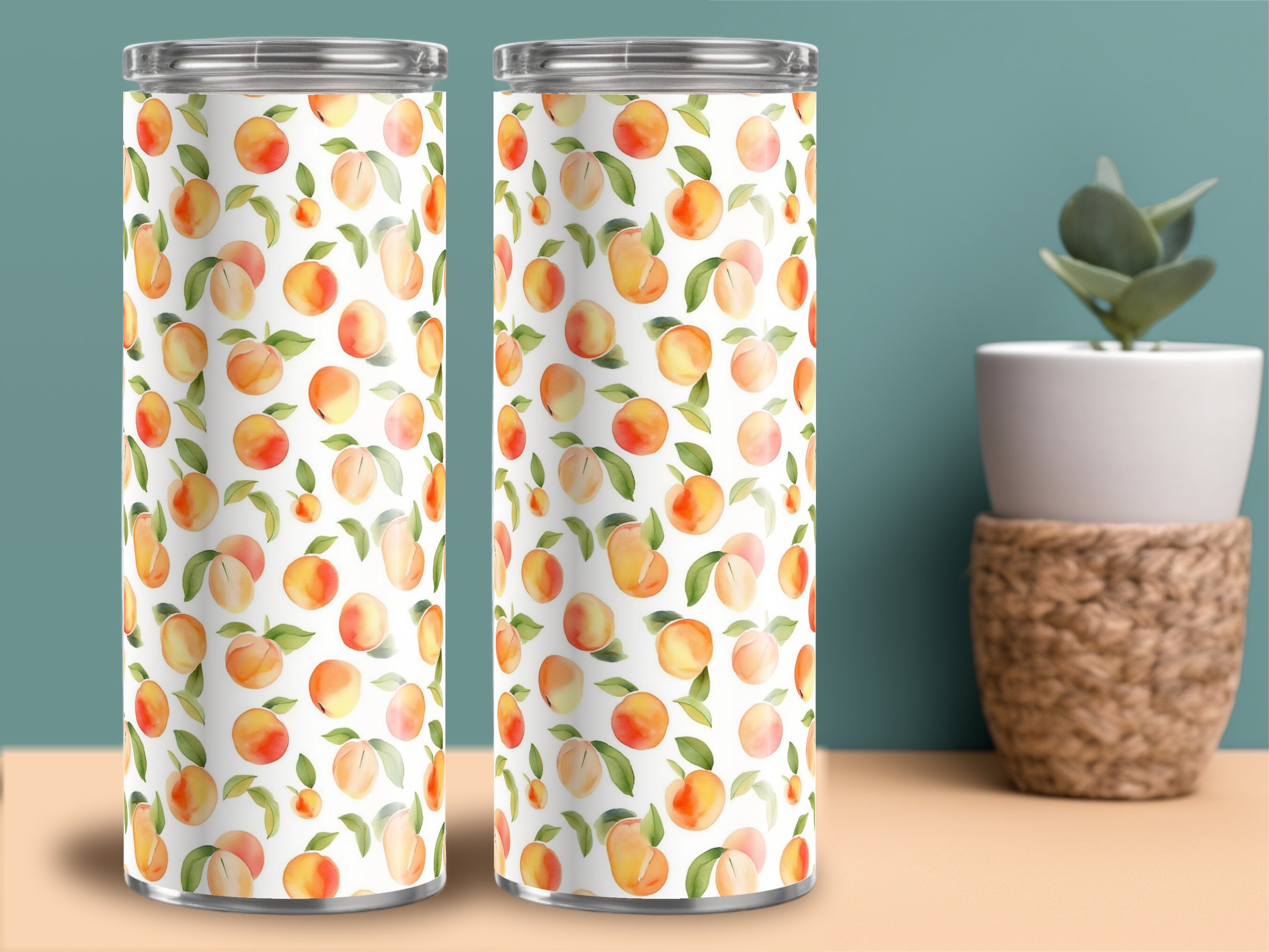 Peach Tumbler Seamless Sublimation Design, 20 Oz Tumbler Wrap, Skinny ...