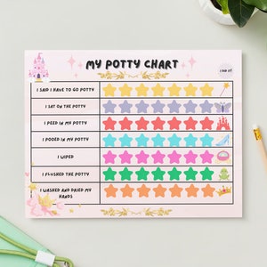 Princess Potty Training Chart With Potty Trained Certificate for Girls ...