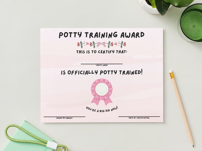 Princess Potty Training Chart With Potty Trained Certificate for Girls ...