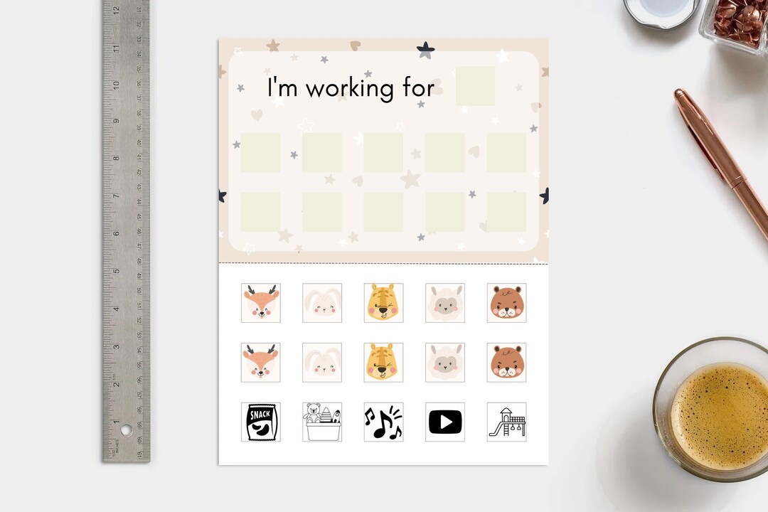 Animals Token Board/digital Reward Chart/instant Download Token Board ...