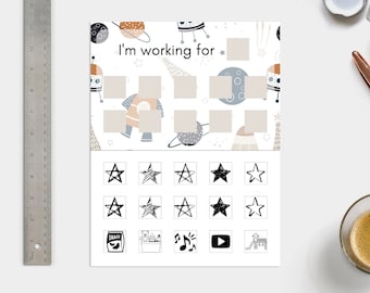 Digital Space Planets Token Board Reward Chart - Etsy