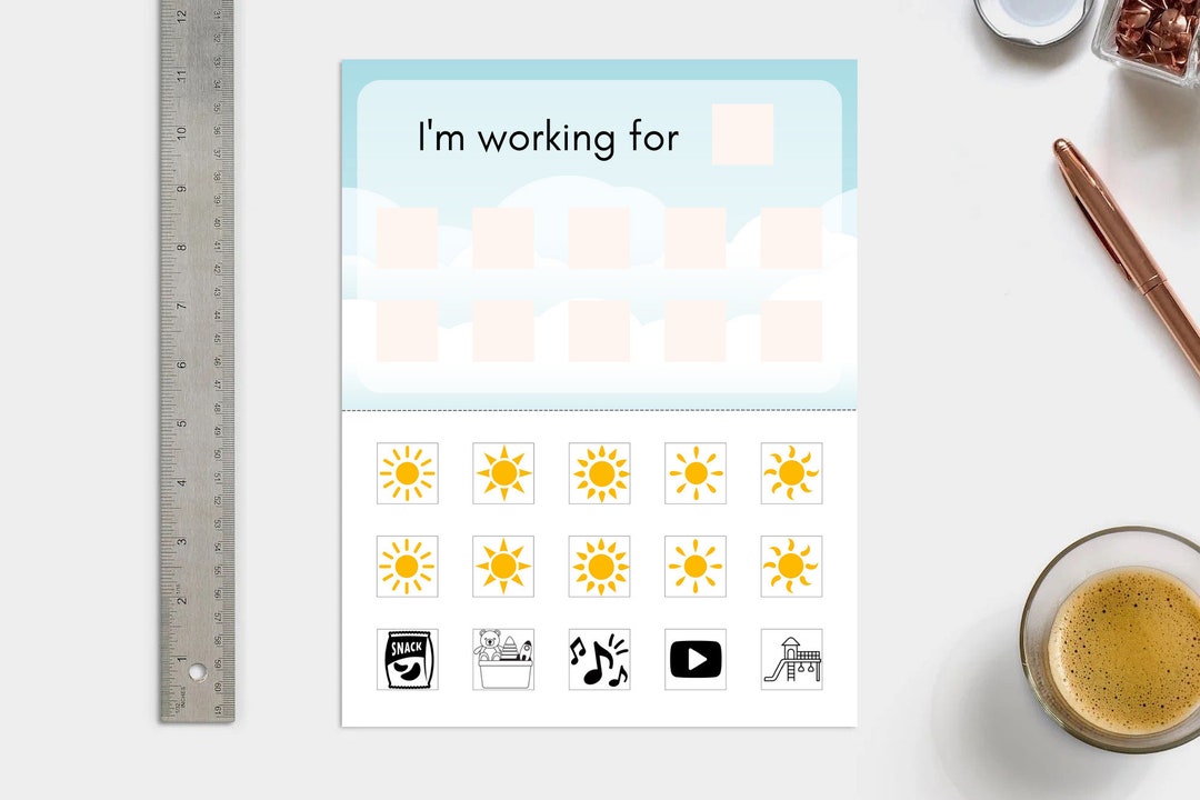 Clouds Token Board/digital Reward Chart/instant Download Token Board ...