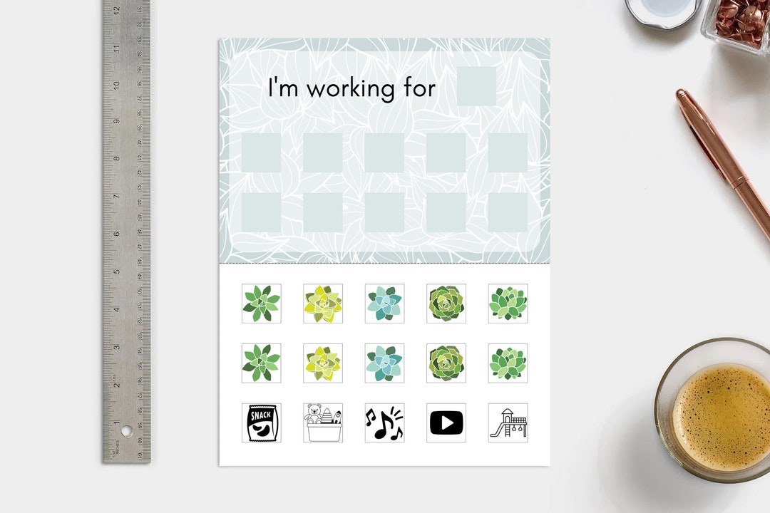 Succulent Token Board/digital Reward Chart/instant Download Token Board ...