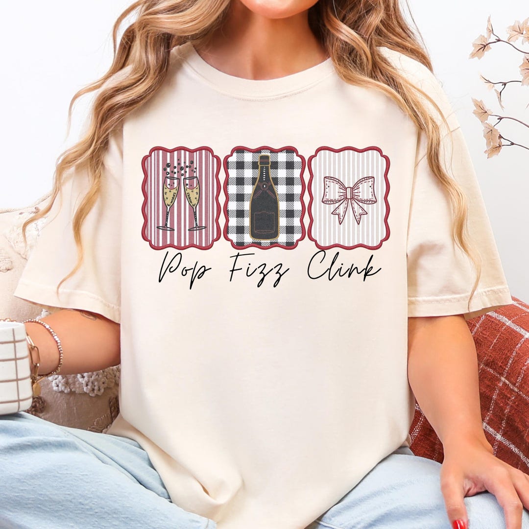 Sip Fizz Clink Digital PNG, Preppy Design, Christmas, Holiday, Coquette ...