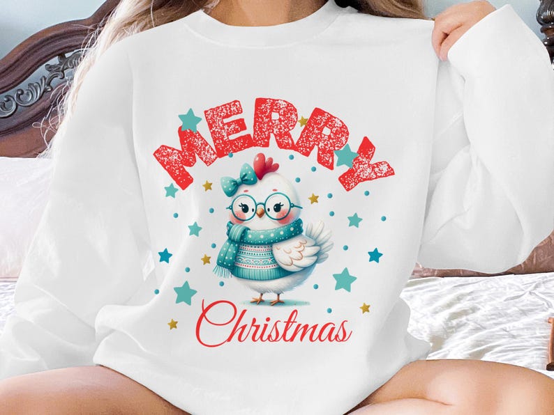Merry Christmas Chicken PNG, Shirt Design, Digital Download, Christmas ...