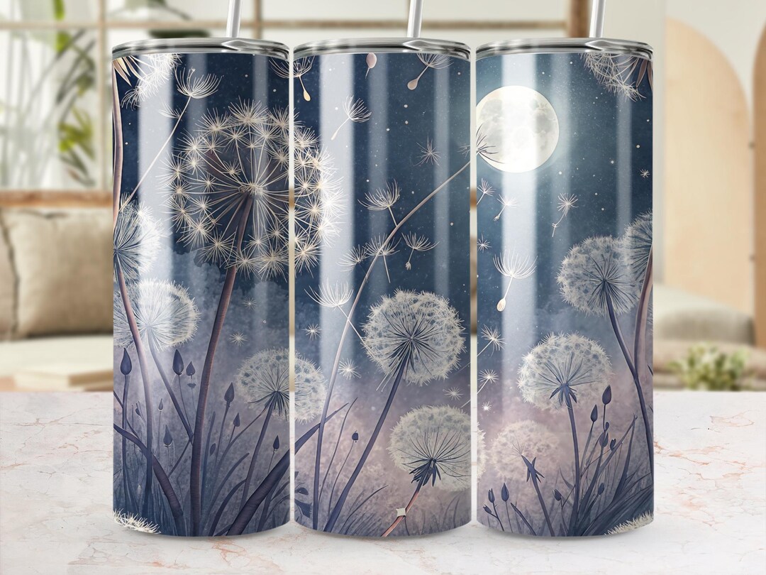 Dandelion Moon Tumbler Wrap: Seamless Floral PNG (digital Download) - Etsy