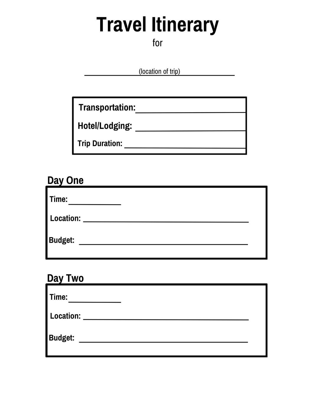 Simple Travel Itinerary - Etsy