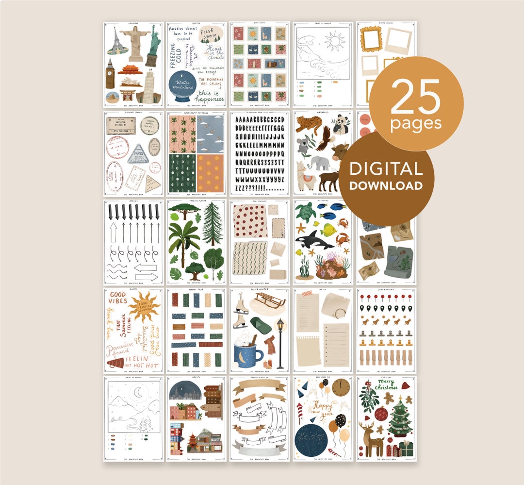 Travel Stationery Set Printable the Adventure Book Stickers Journaling ...