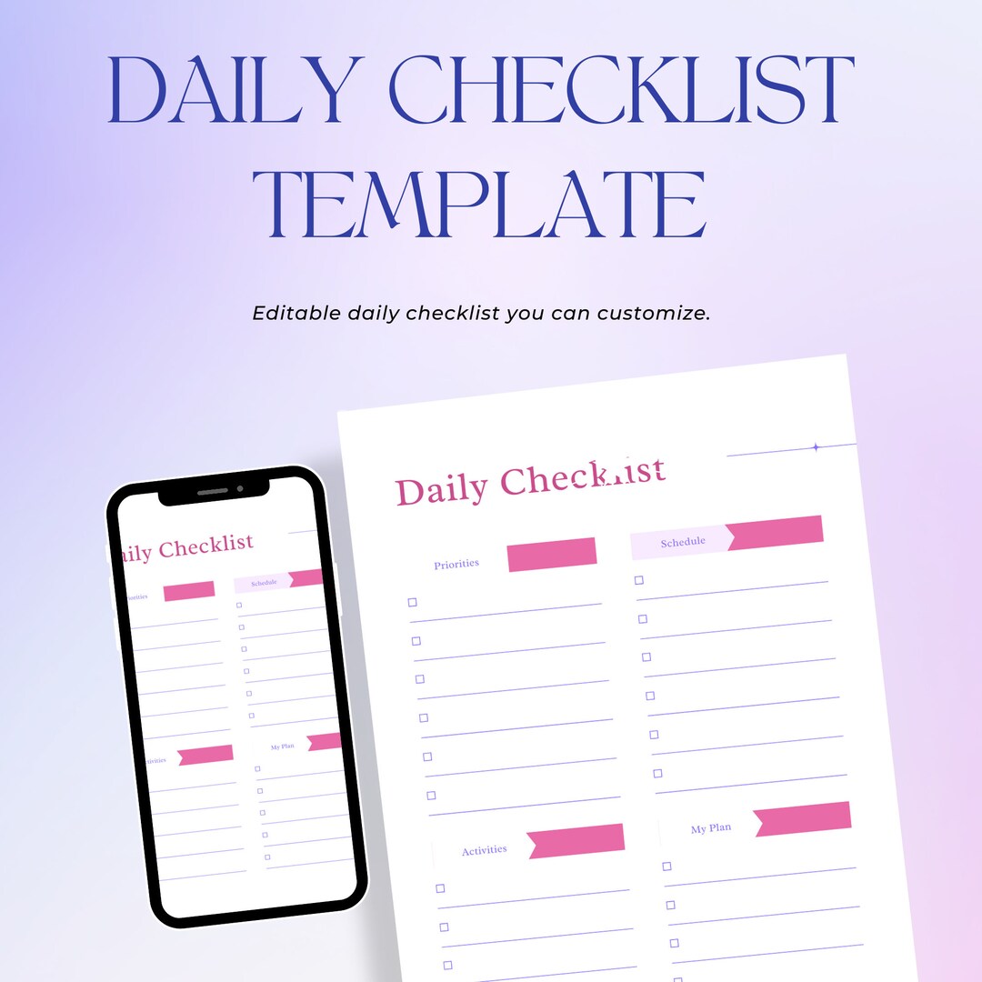 Organize Your Daily Routine With Ultimate Daily Checklist Planner - Etsy