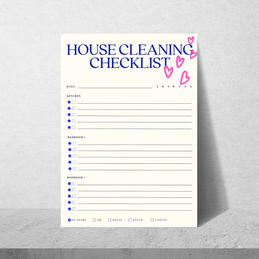 Clean House Happy Home Ultimate House Cleaning Checklist Planner - Etsy