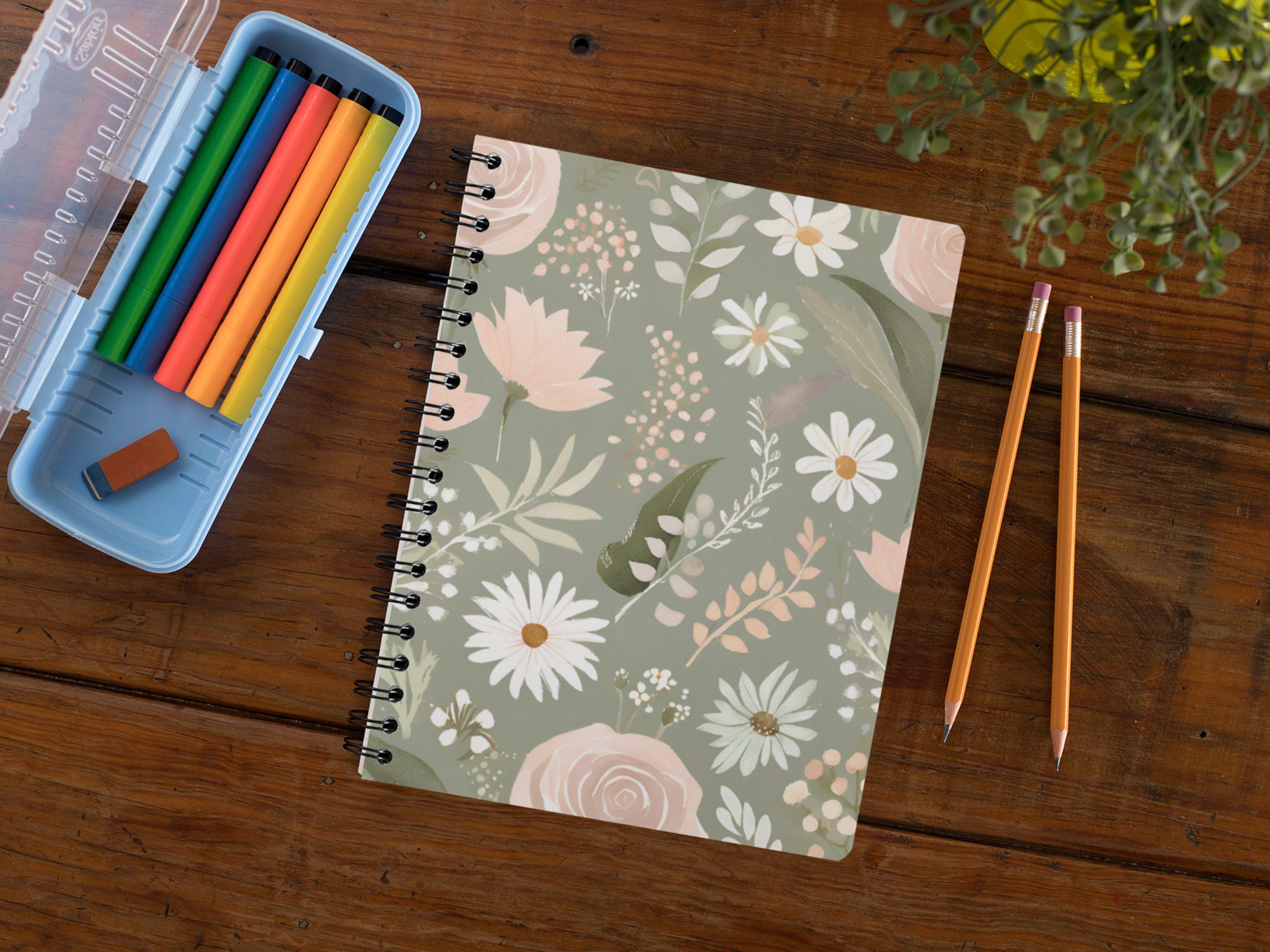 Garden Girl Aesthetic Spiral Notebook | Floral Nature-inspired Journal ...