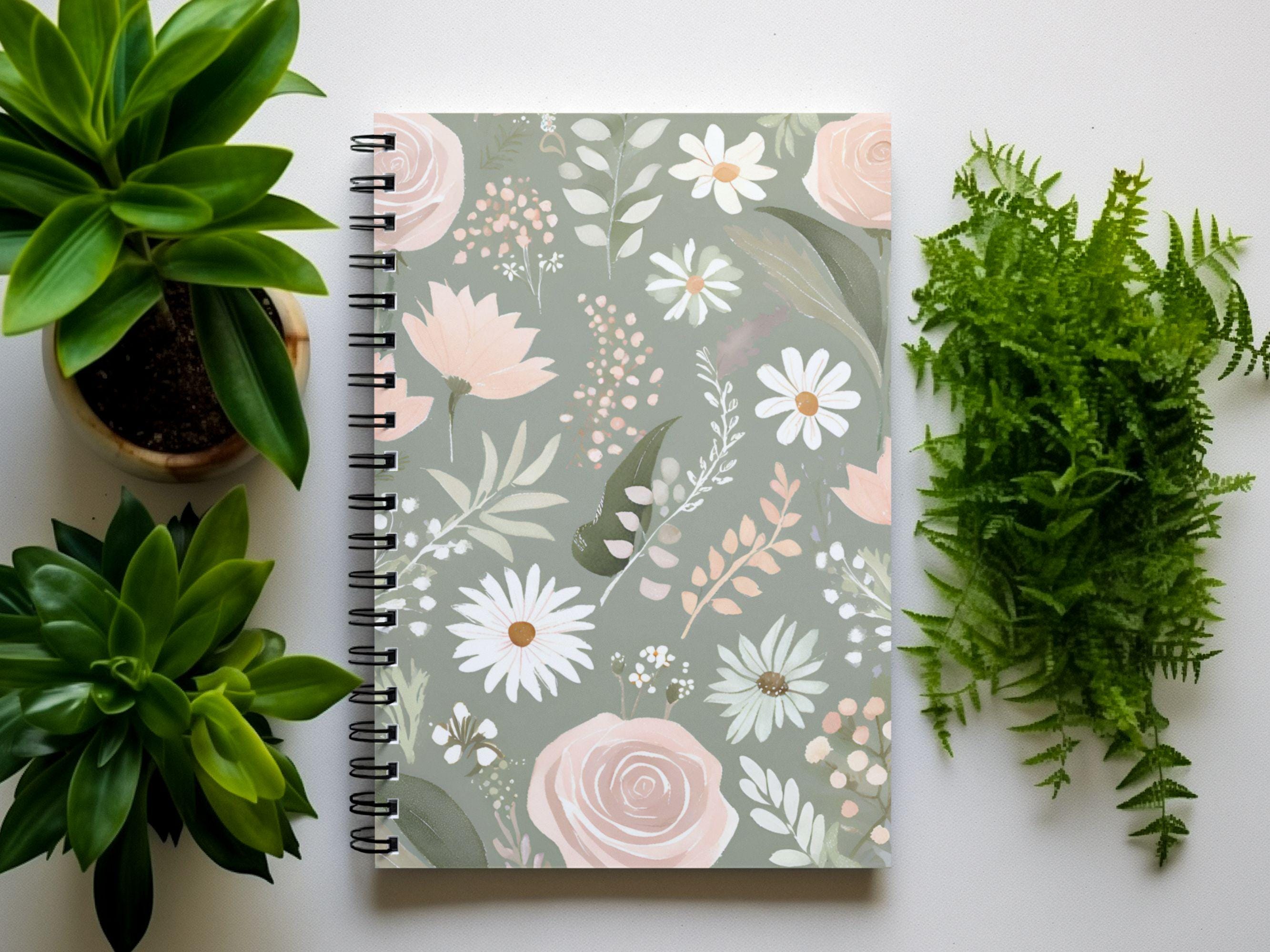 Garden Girl Aesthetic Spiral Notebook | Floral Nature-inspired Journal ...
