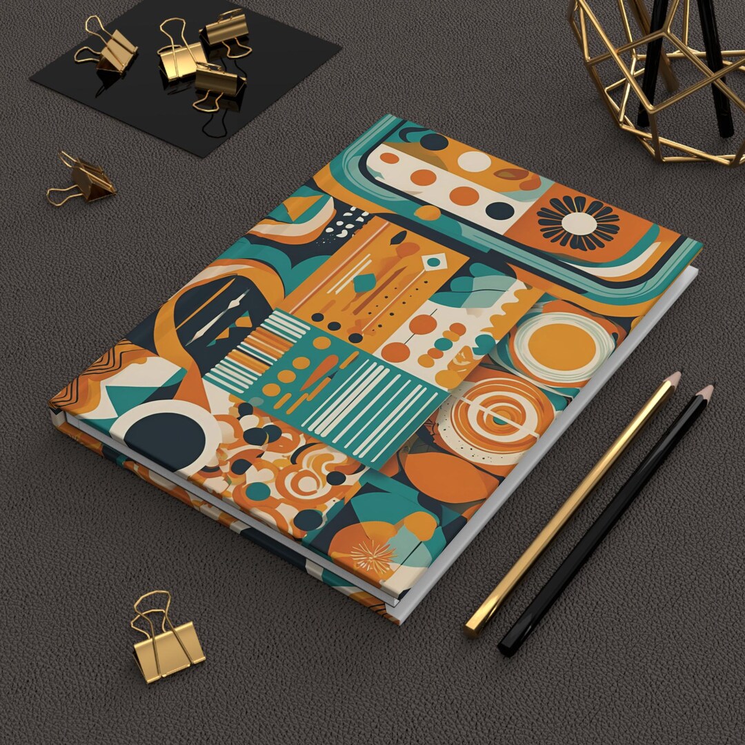 Nostalgia 70s Vibes Hardcover Notebook With Geometric Patterns and ...