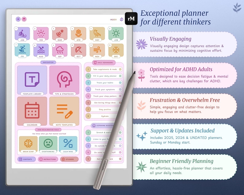 Remarkable Paper Pro ADHD 2026 | Remarkable Templates, Eink Templates ...