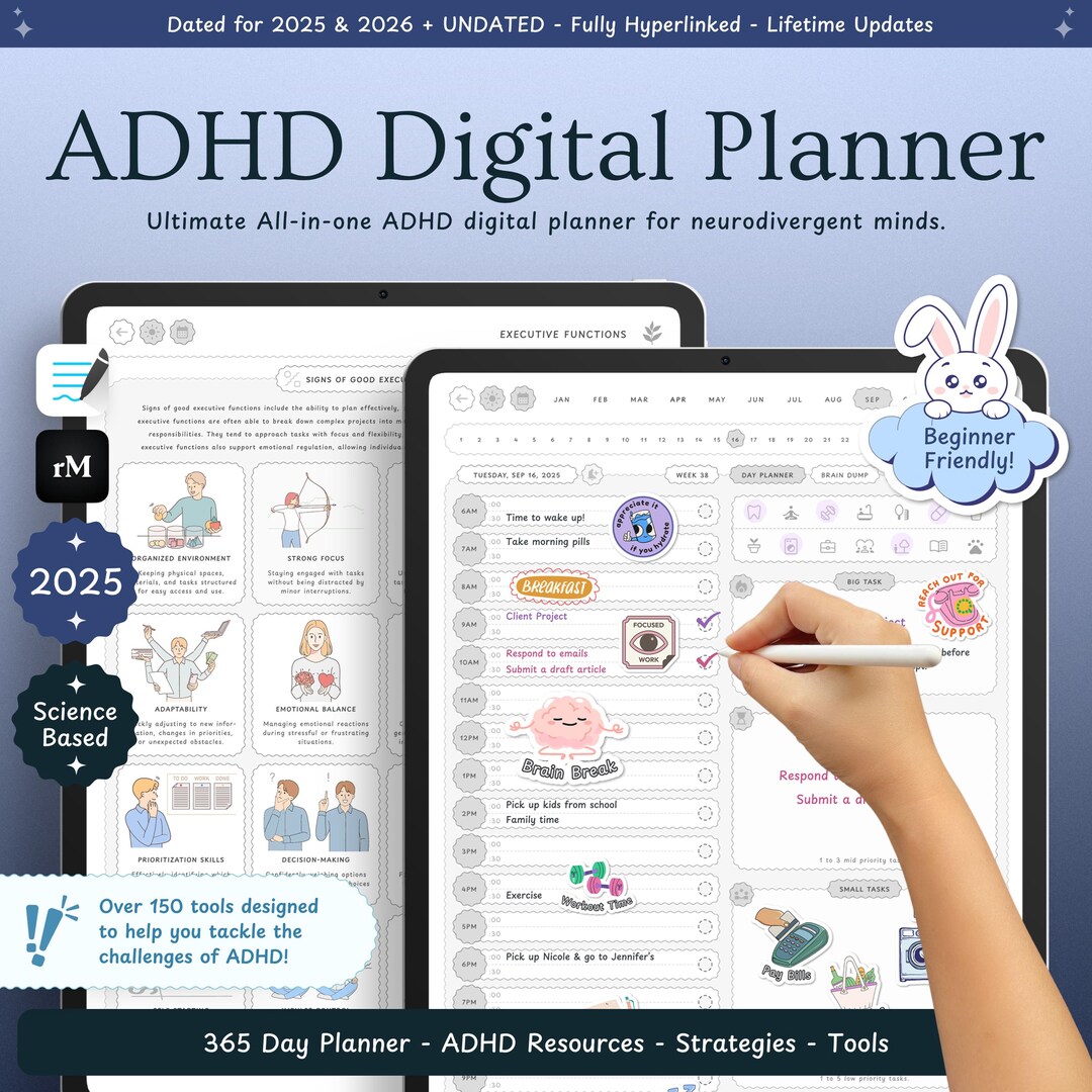 2025 ADHD Digital Planner (science Based) | Adult ADHD Planner for ...