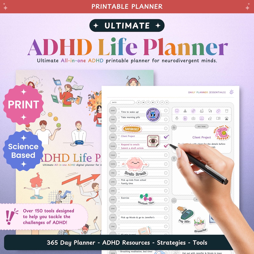 ADHD Printable Planner (science Based) | Adult ADHD Planner for ...