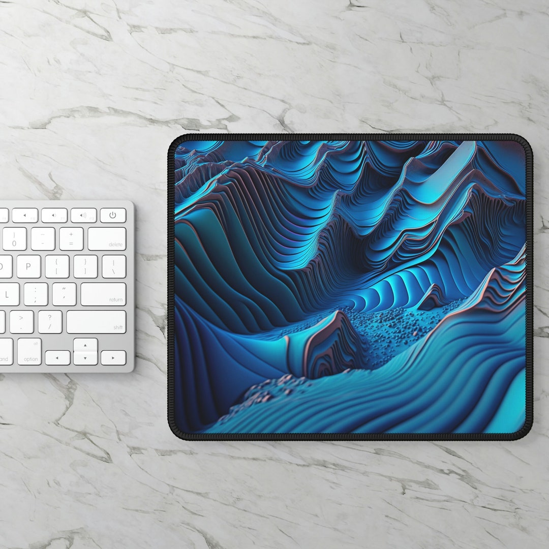 Aesthetic Blue Strata ,gaming Mouse Pad, Blue Strata Mouse Pad, Blue Waves Mouse Pad, Aesthetic ...