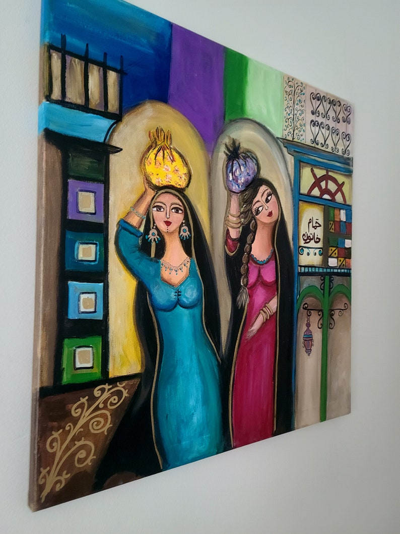 Traditional Iraqi Art Acrylic 50cm 50cm Iraqi Heritage Beautiful Woman ...