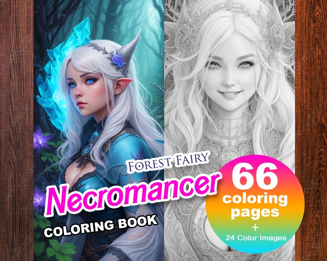 Fantasy Necromancer Elf Girl Anime Coloring Book, Adults Only Instant ...