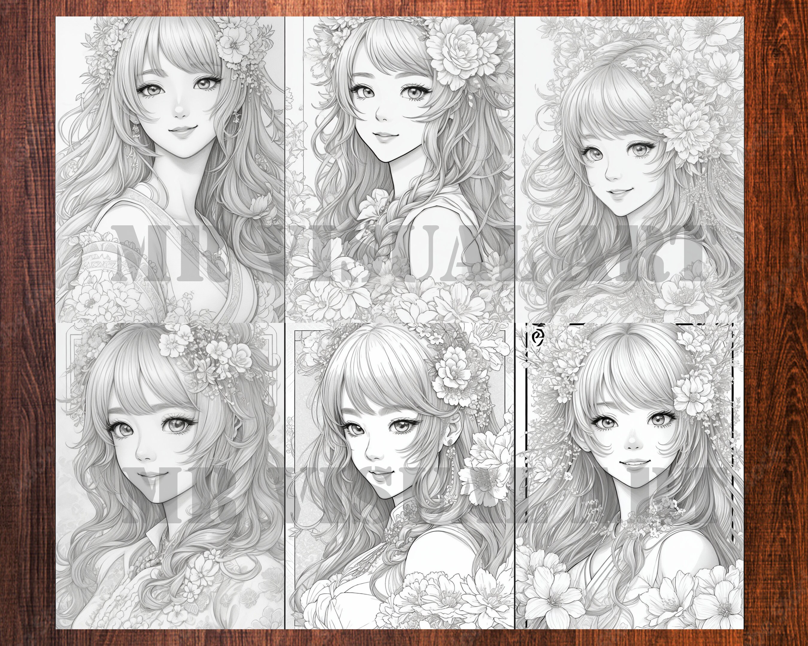 Japanese Anime Girls Anime Coloring Book, Adults Kids Instant Download ...