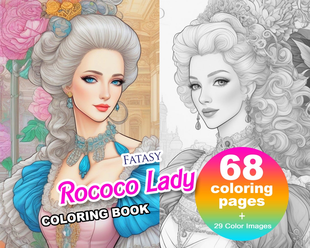 Classic Rococo Lady Anime Coloring Book, Adults Instant Download ...