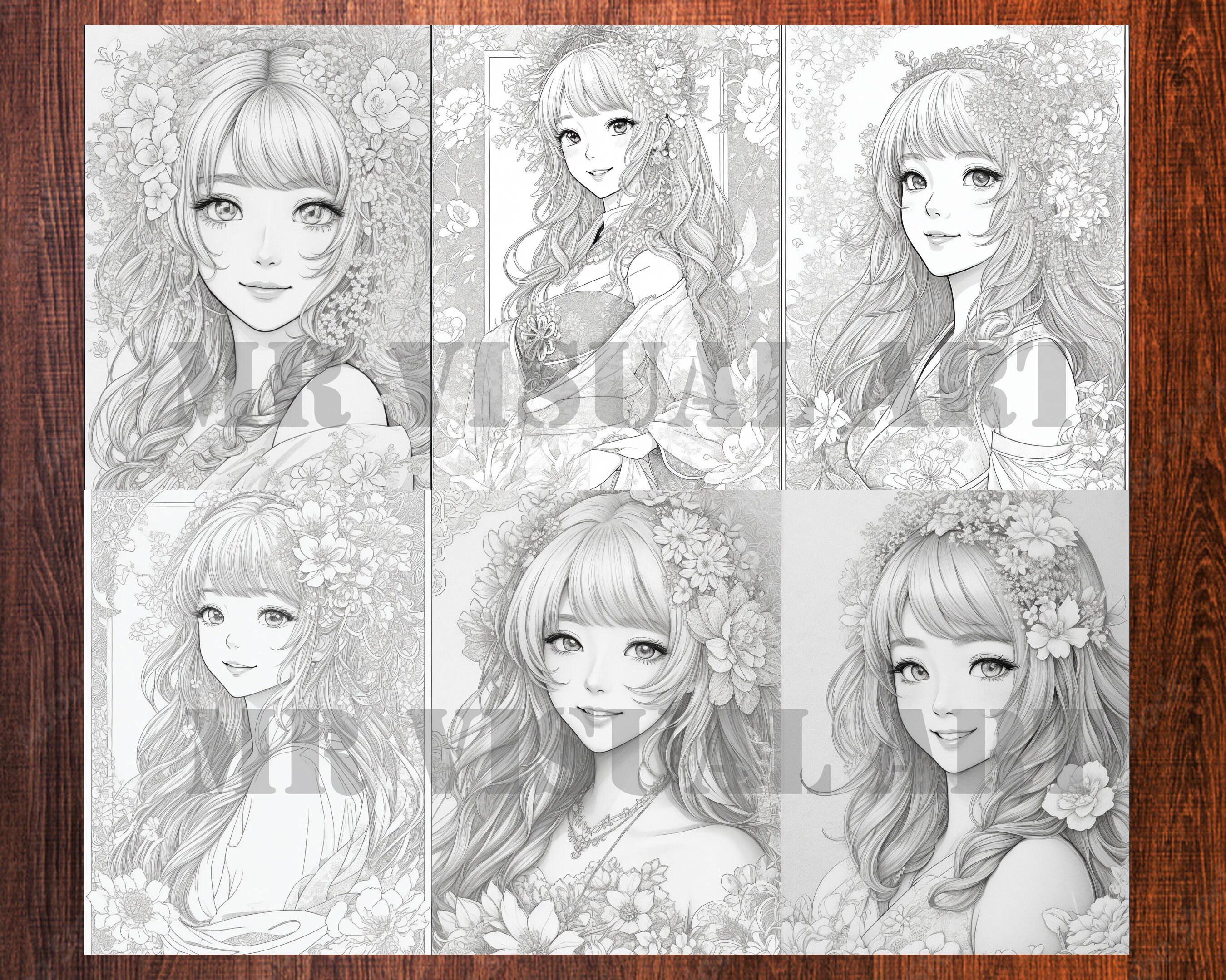 Japanese Anime Girls Anime Coloring Book, Adults Kids Instant Download ...