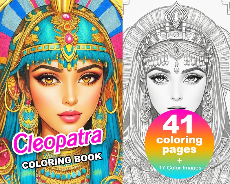 Fantasy Goddess Cleopatra Anime Coloring Page Adults Kids - Etsy