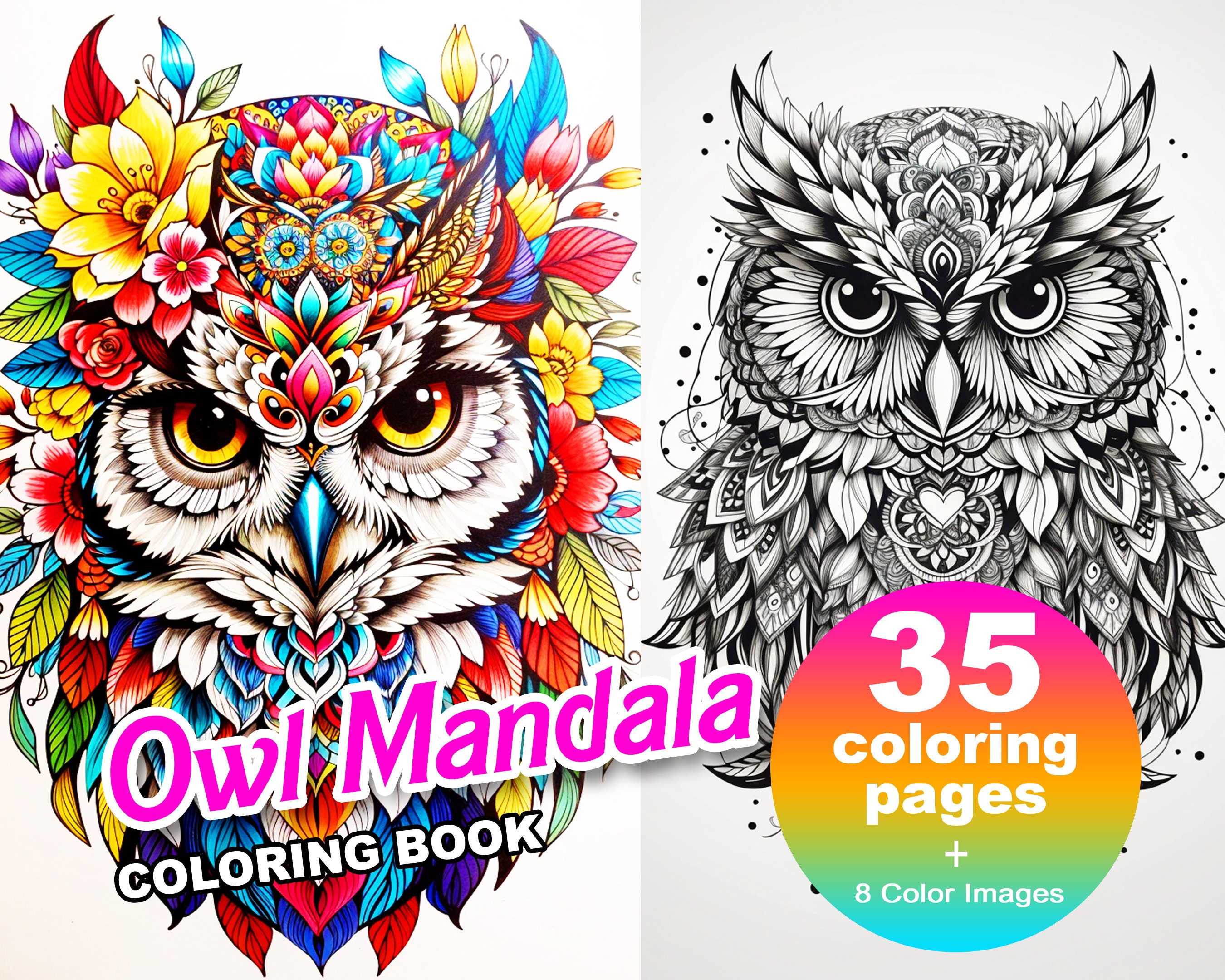 Owl Mandala Coloring Page, Adults + Kids- Instant Download Animal ...