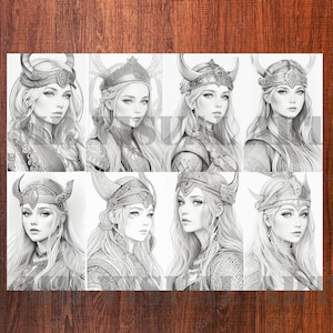 Fantasy Viking Princess Anime Coloring Page, Adults + Kids- Instant ...