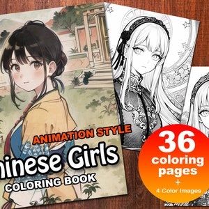 Chinese Anime Girls Coloring Book 36 Coloring Pages, Coloring Page Art ...
