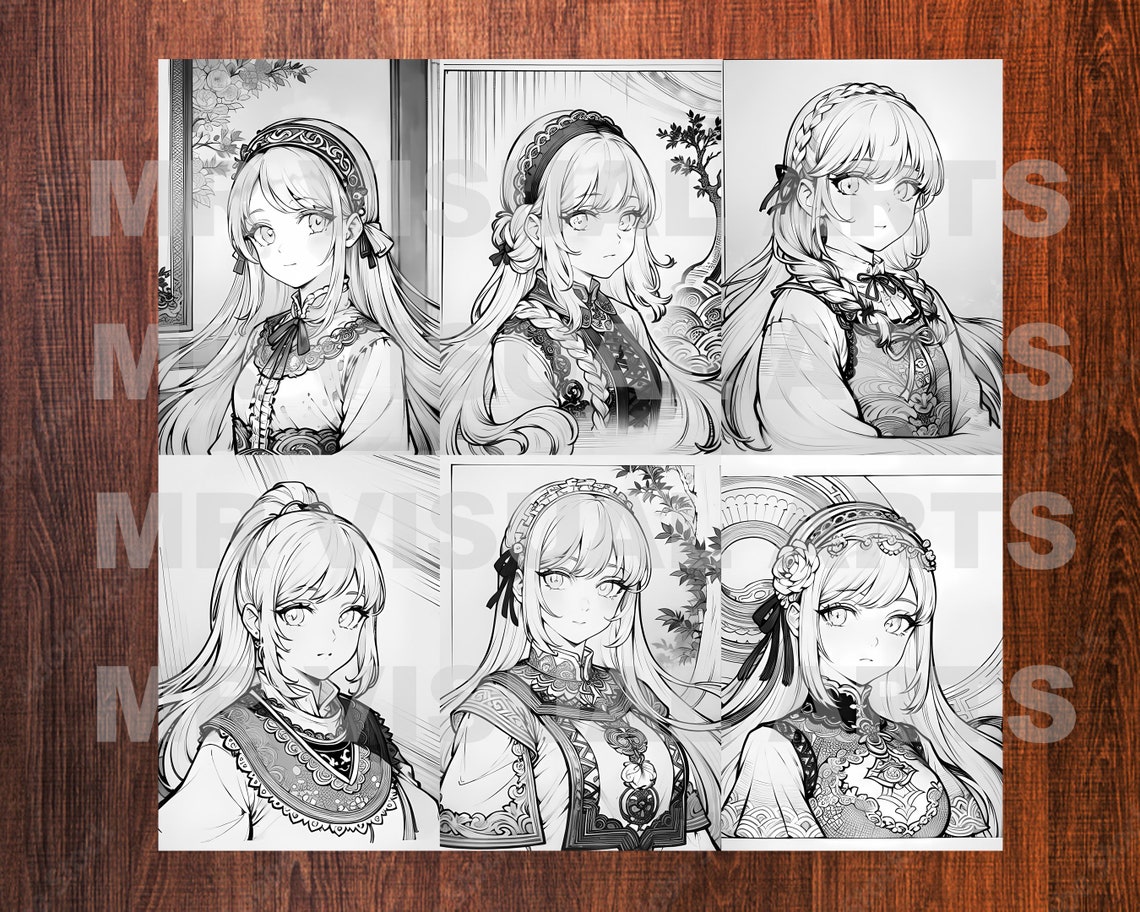 Chinese Anime Girls Coloring Book 36 Coloring Pages, Coloring Page Art ...