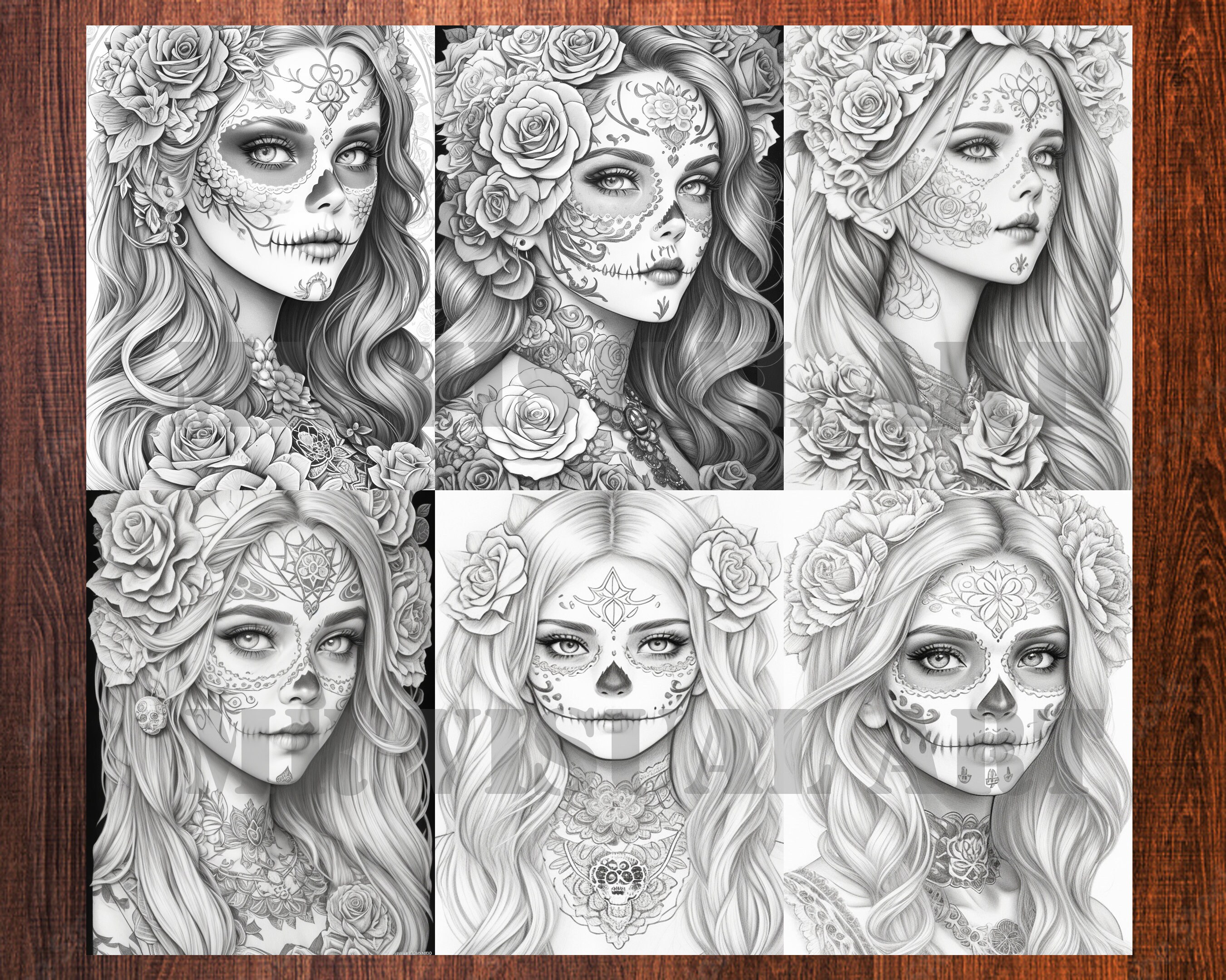 Sugar Skull Girls Coloring Page Adults Kids Instant - Etsy