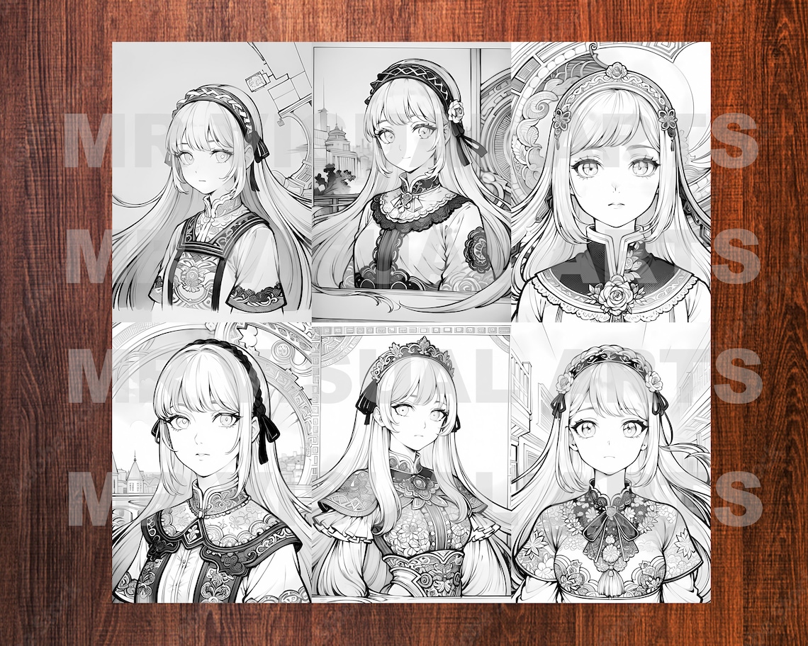 Chinese Anime Girls Coloring Book 36 Coloring Pages, Coloring Page Art ...