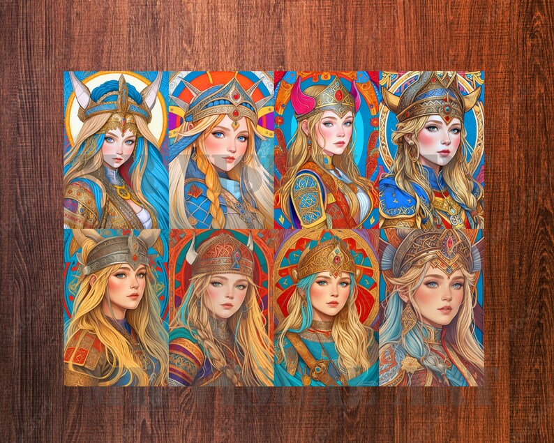 Fantasy Viking Princess Anime Coloring Page, Adults Kids Instant ...