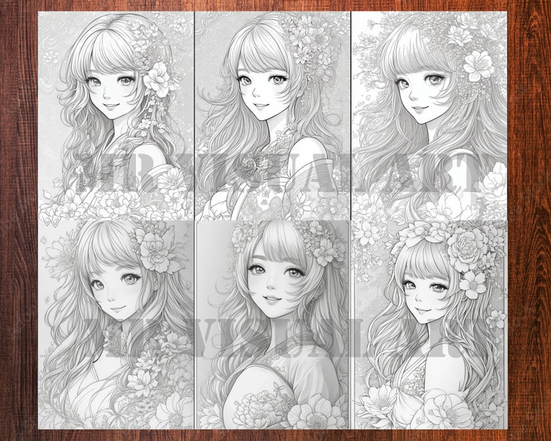 Japanese Anime Girls Anime Coloring Book, Adults Kids Instant Download ...