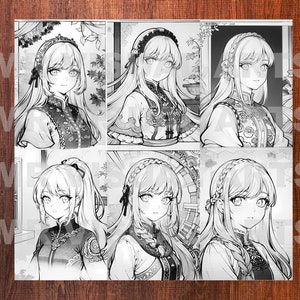 Chinese Anime Girls Coloring Book 36 Coloring Pages, Coloring Page Art ...