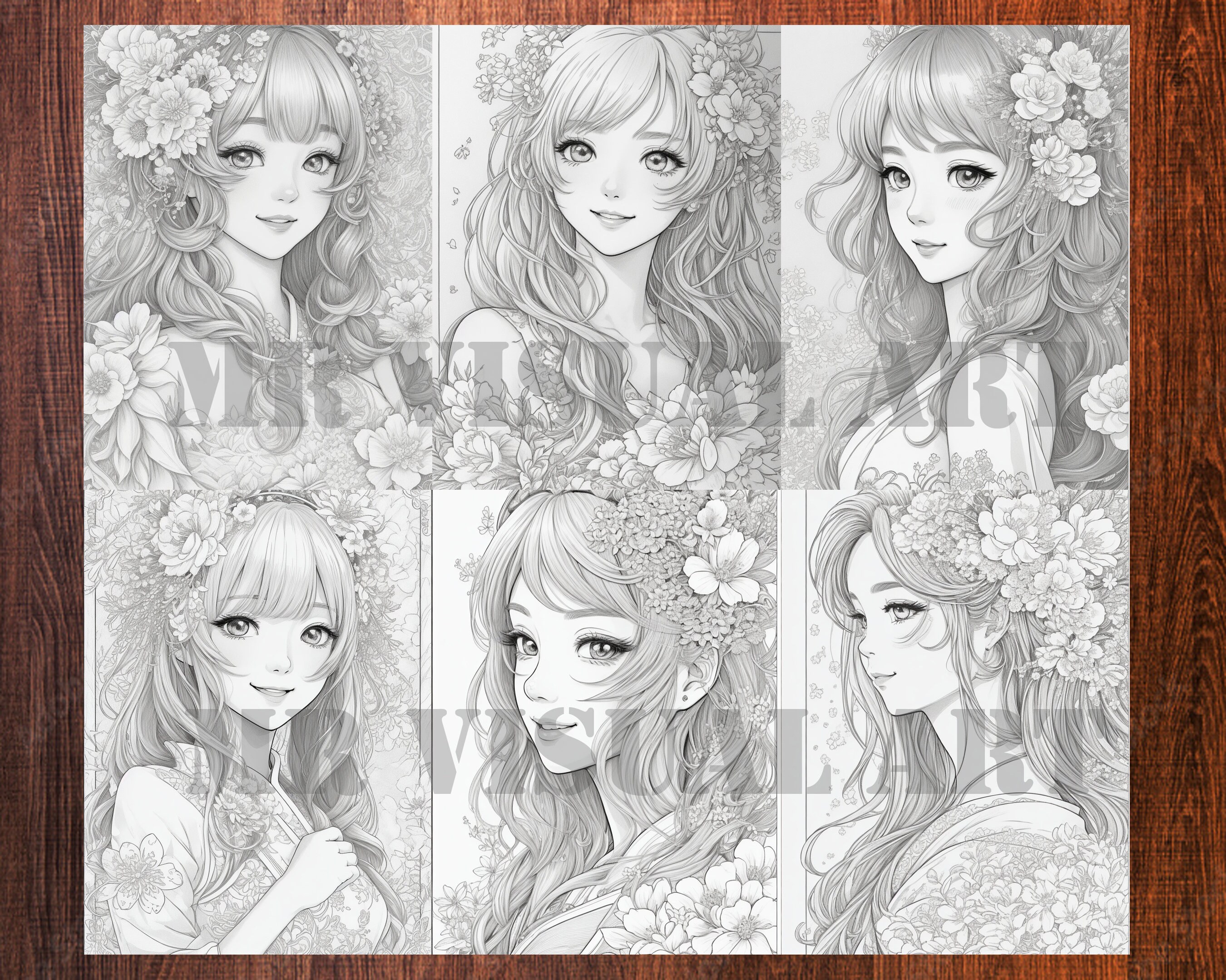 Japanese Anime Girls Anime Coloring Book, Adults Kids Instant Download ...