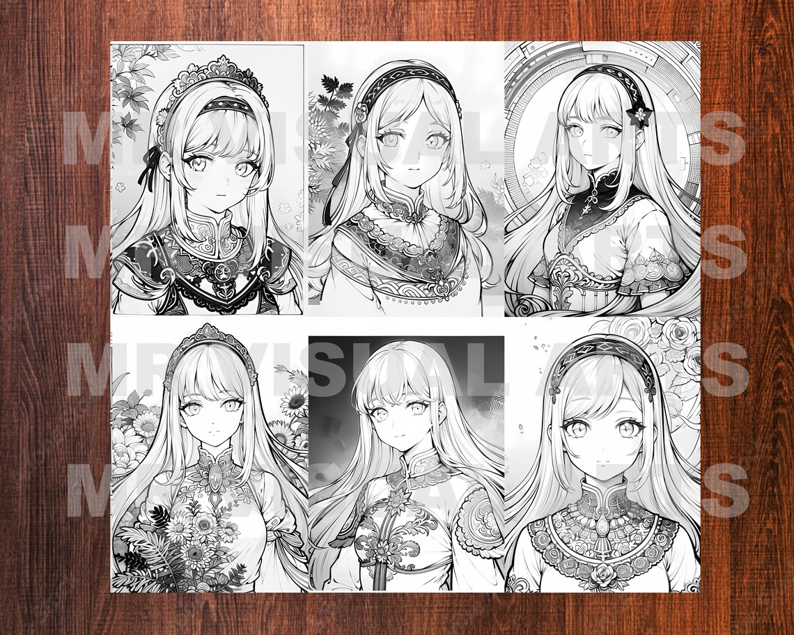 Chinese Anime Girls Coloring Book 36 Coloring Pages, Coloring Page Art ...