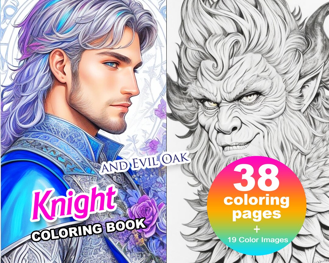 The Knight and Evil Oak Anime Coloring Book, Adults Kids Instant ...