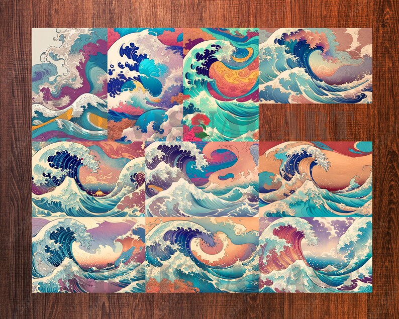 Japanese Folk Paint Great Wave Coloring Page, Adults Kids Instant ...