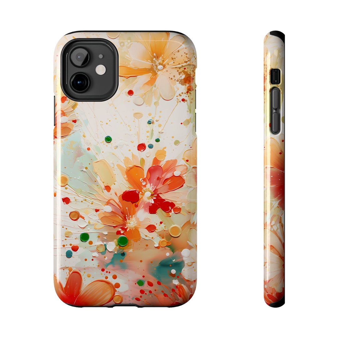3D Floral Paint Splash iPhone Cover iPhone Sizes 14's, 13's, 12's, 11's ...