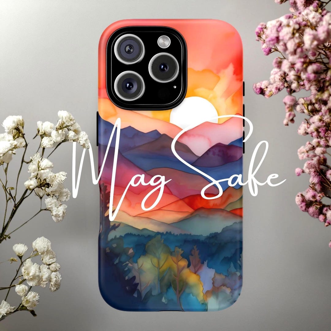 Watercolor Sunset iPhone Case: Pretty Sunrise Magsafe Cover - Etsy