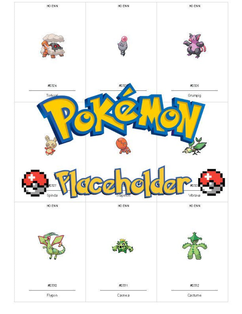 TCG Pokémon Johto Dex Placeholder Cards 152–251 | Game Sprite Pokédex ...